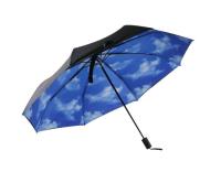 China Double Canopy Collapsible Patio Umbrella Sky Blue Color High Density Fabric for sale