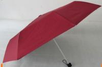 China Red 3 Folding Tiny Travel Umbrella Manual Open Solid Color Pongee Fabric for sale