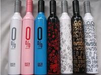China Promotional Reverse Folding Umbrella Wine Bottle Shape 180T Polyester Pongee Fabric for sale