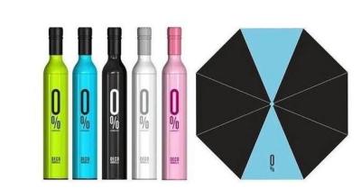 China 3 Section Folding Deco Umbrella Wine Bottle 21 Inch Strong Steel Shaft / Ribs for sale