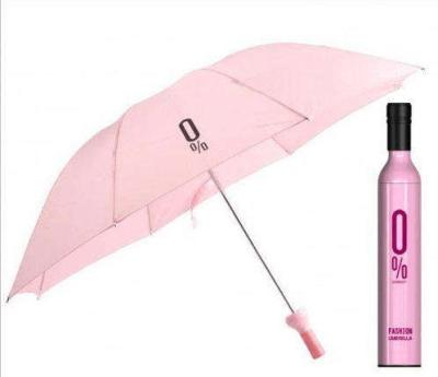 China Lightweight Pink Bottle Shaped Umbrella 180T Polyeter Fabric Black Tips for sale