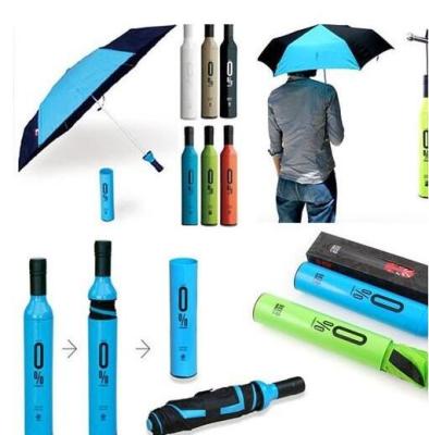 China Sky Blue Wine Bottle Umbrella Plastic Handle Strong Fiberglass Shaft / Ribs for sale