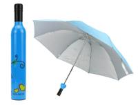 China Blue Bottle Shaped Umbrella , Manual Open Umbrella That Folds Upward Promotional for sale