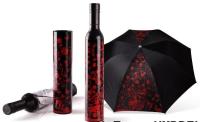 China Black Wine Bottle Shaped Umbrella , Weather Resistant Umbrellas Manual Open for sale