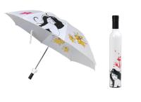China 3 Folding Bottle Shaped Umbrella , White Compact Umbrella 190T Nylon Fabric for sale