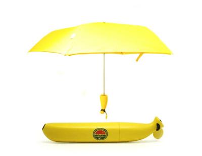 China Yellow Banana Shaped Umbrella 19 Inches UV Protection Auto Open Mechanism for sale