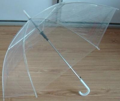 China Stick Plastic See Through Umbrellas , Transparent Folding Umbrella / Dome Umbrella for sale