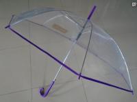 China Womens Collapsible Dome Umbrella Clear POE Canopy Water Repellent Purple Edge for sale