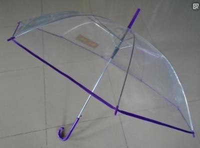 China Womens Collapsible Dome Umbrella Clear POE Canopy Water Repellent Purple Edge for sale