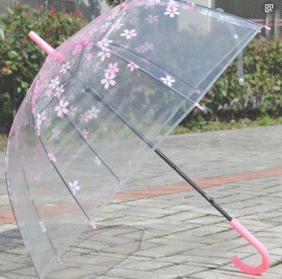 China Pink Dome See Through Umbrella , Floral Collapsible Bubble Umbrella Automatic Open for sale