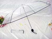 China Folding See Through Umbrella , Clear Bubble Umbrella With Black Trim Manual Open for sale