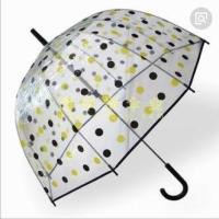 China Transparent See Through Umbrella , Windproof Clear Plastic Dome Umbrella Printed for sale