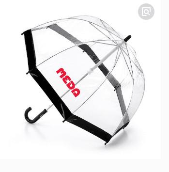 China Black Edge Clear See Through Umbrella Automatic Curved Handle 80cm Dia for sale
