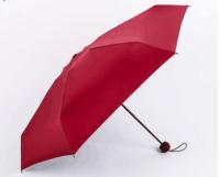 China Red Mini Compact Lightweight Folding Umbrella Manual Open 190T Pongee Fabric for sale