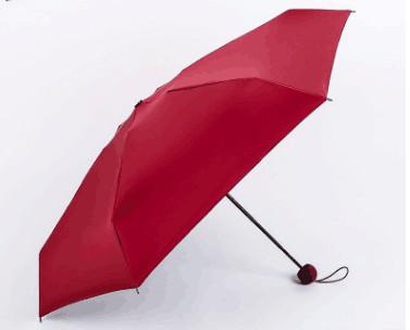 China Red Mini Compact Lightweight Folding Umbrella Manual Open 190T Pongee Fabric for sale