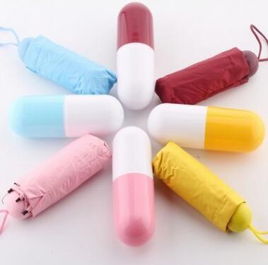 China Mini Capsule Small Lightweight Umbrella / Folding Umbrella Metal Tips 85cm Dia for sale