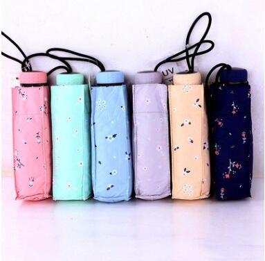 China Mini Flower Lightweight Sun Umbrella / Travel Umbrella Rubber Coating Handle for sale