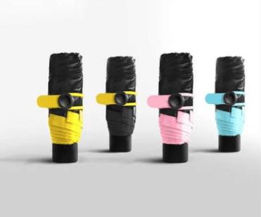 China Ultra Compact Slimline Travel Umbrella 5 Section Aluminum Shaft Round Black Handle for sale