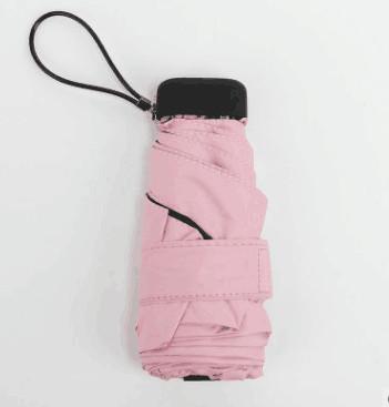China Manal Open Compact Folding Umbrella Pocket Size Pink Color 6 Durable Ribs for sale