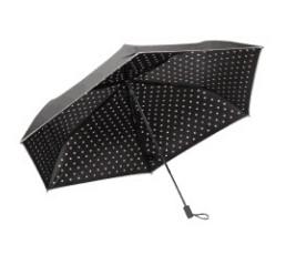 China Black Lightweight Folding Umbrella , Compact Wind Resistant Umbrella 3 Section Shaft for sale