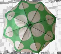 China Printed Automatic Walking Stick Umbrella Curved Wooden Handle 95cm Length for sale