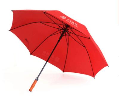 China UV Protection Wooden Handle Umbrella 190T Polyester Fabric Manual Open 8 Ribs for sale
