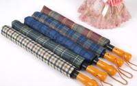 China Weather Resistant Mens Walking Umbrella Wooden Handle Straight Plastic Tips for sale