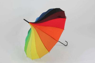 China Tower Shape Rainbow Coloured Umbrella , Big Rainbow Outdoor Umbrella 14 Ribs for sale