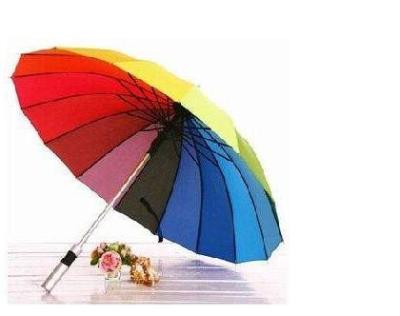 China Straight Handle Large Rainbow Golf Umbrella Aluminum Shaft Metal Frame With Flute Ribs for sale