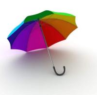 China Auto Open Rainbow Coloured Umbrella Hook Plastic Handle Pongee 190T Fabric for sale