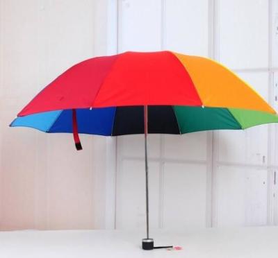 China Children's Rainbow Coloured Umbrella , Manual Open Color Wheel Umbrella 8 Ribs for sale