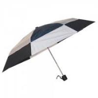 China Black And White Collapsible Golf Umbrella Anti Water Metal Fram With 2 Bibs Fulte for sale