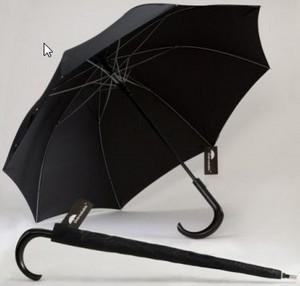 China Black Men's Walking Stick Umbrella , Large Black Umbrella Wooden Handle 14 Ribs for sale