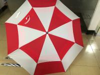 China Double Layer Vented Golf Umbrella , Storm Proof Sturdy Umbrellas Red / White Color for sale