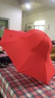 China Special Shape Cap Red Large Collapsible Umbrella With Black Steel Frame for sale