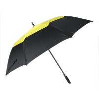 China 60 Inch Black Yellow Fiberglass Automatic Folding Umbrella With Wind Vents  Large Umbrella Windproof Double Canopy for sale