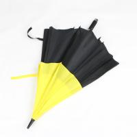 China 60 Inch Black Yellow Fiberglass Automatic Folding Umbrella With Wind Vents  Large Umbrella Windproof Double Canopy for sale
