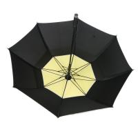China 60 Inch Black Yellow Fiberglass Automatic Folding Umbrella With Wind Vents  Large Umbrella Windproof Double Canopy for sale