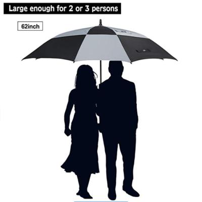 China 62 inch oversized Travel Square Golf Double Layer Air Vent Umbrella Windproof Large Straight Handle for men and women for sale