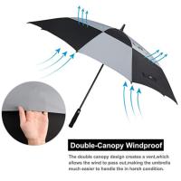 China 62 inch oversized Travel Square Golf Double Layer Air Vent Umbrella Windproof Large Straight Handle for men and women for sale