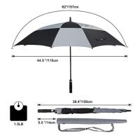 China 62 inch oversized Travel Square Golf Double Layer Air Vent Umbrella Windproof Large Straight Handle for men and women for sale