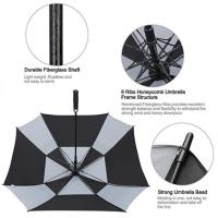 China 62 inch oversized Travel Square Golf Double Layer Air Vent Umbrella Windproof Large Straight Handle for men and women for sale