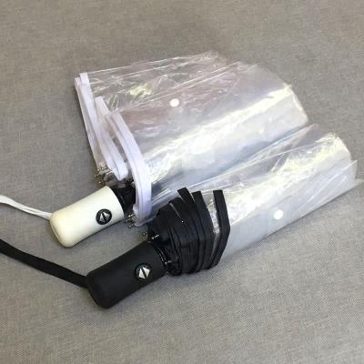 China Folding mini See Through Umbrella With Black Trim , Manual Open Mini Clear Umbrella for sale