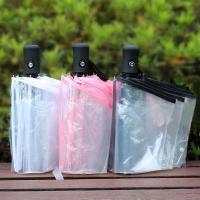 China Folding mini See Through Umbrella With Black Trim , Manual Open Mini Clear Umbrella for sale