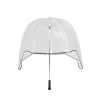 China 30 Inch Helmet Clear Dome See Through Umbrella Straight Wooden Handle for sale