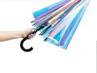 China Beautiful Gradient Color Changing See Through Umbrella Shiny Rainbow Flashing Reflective for sale