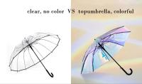 China Beautiful Gradient Color Changing See Through Umbrella Shiny Rainbow Flashing Reflective for sale
