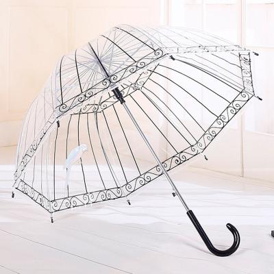 China POE Rain Stick Birdcage Umbrella , Auto Open Clear See Thru Umbrellas for sale