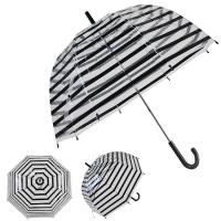 China Small Manual Open See Through Umbrella Stripe Transparent Bubble Umbrella for sale