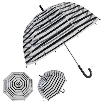 China Small Manual Open See Through Umbrella Stripe Transparent Bubble Umbrella for sale